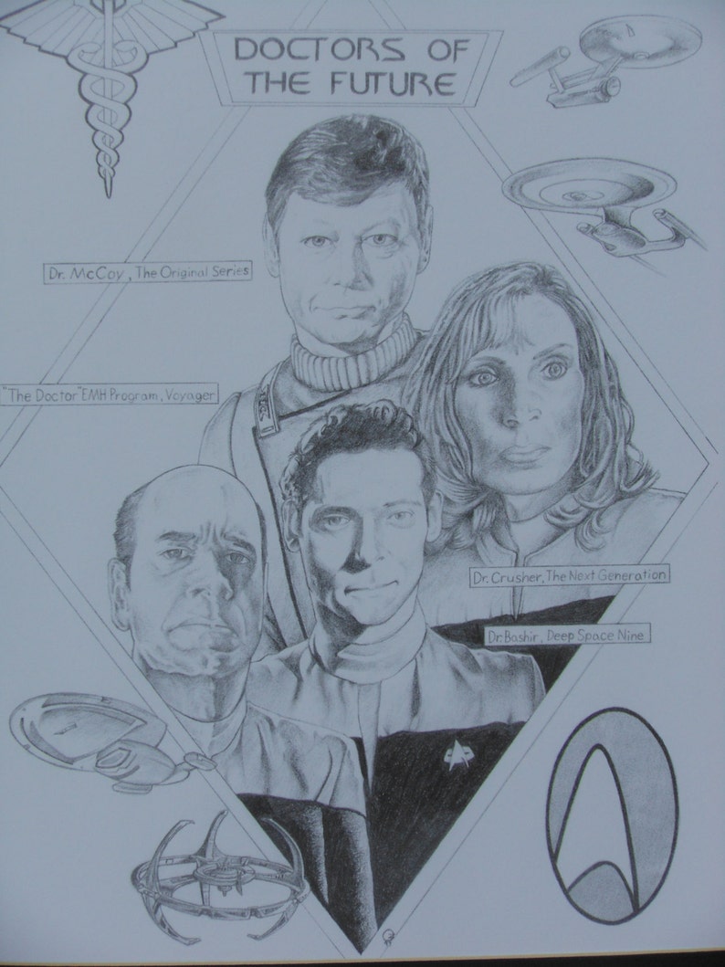 Doctors of the Future. Pencil Drawing of star Trek | Etsy