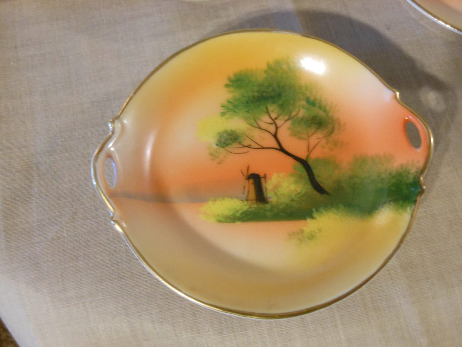 Six Hand Painted Noritake Morimura Two-Handled Butter Pats