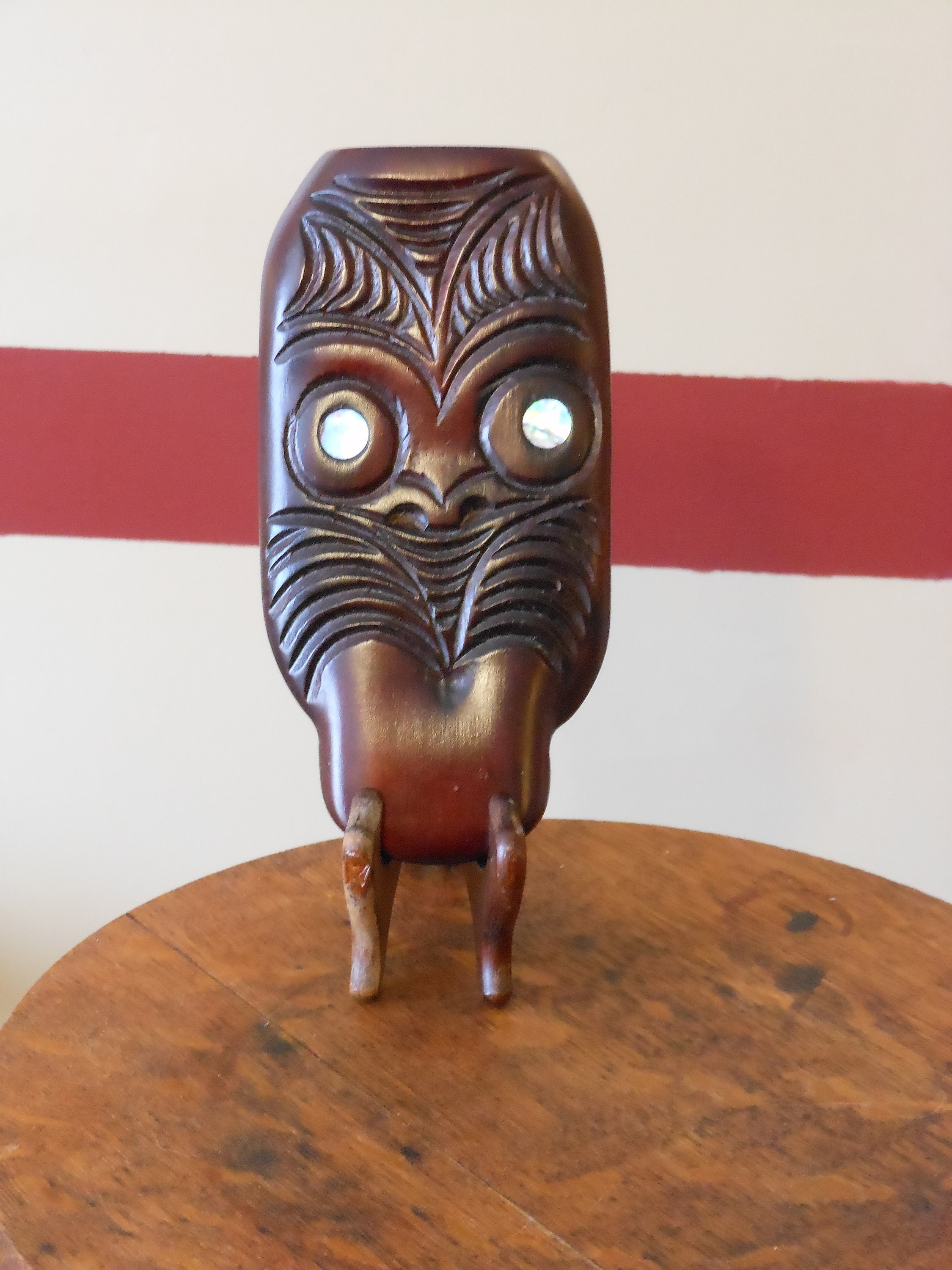 Hand Carved Koruru Matai Wood House Guardian