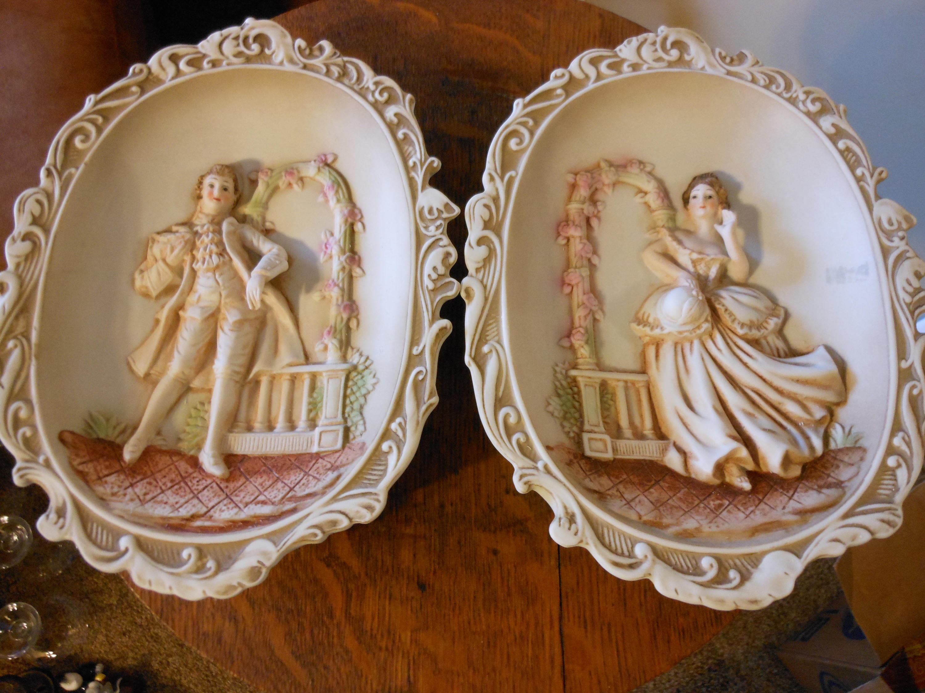 A Pair of French Colonial Japanese Lefton China Hand Painted 3-D Wall ...