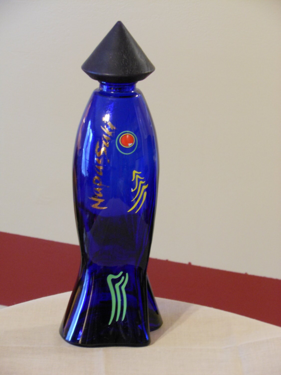 Napa Saki Blue Rocket Bottle with Wooden Cap