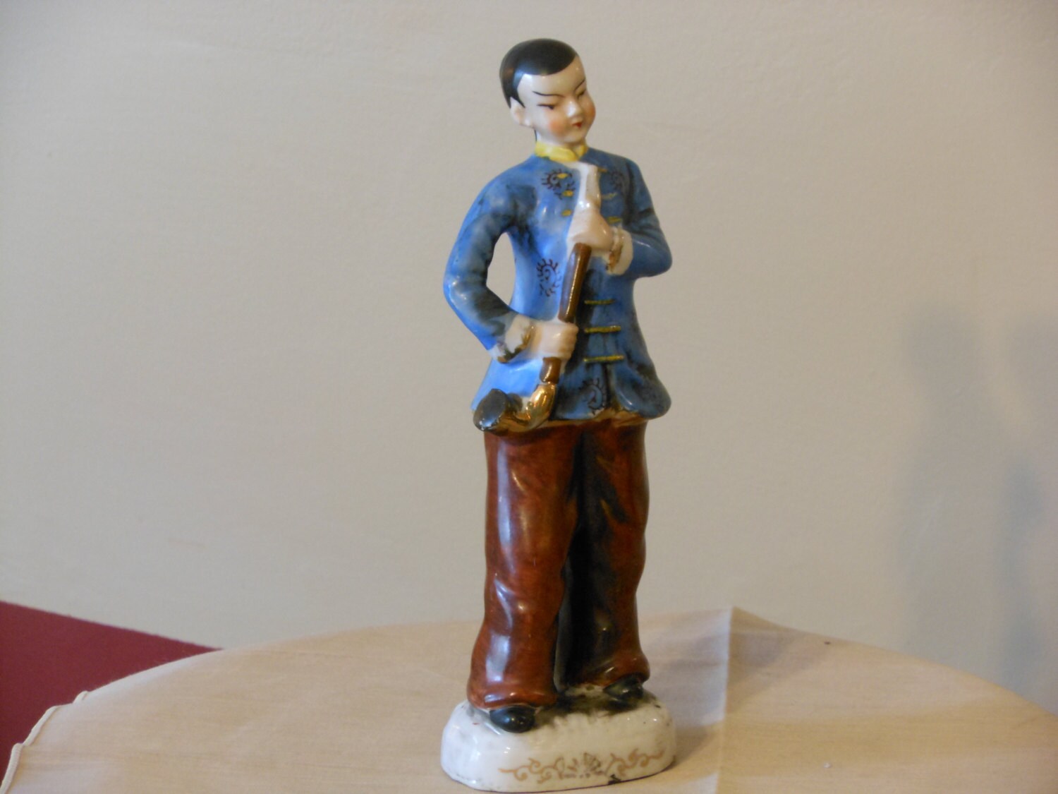 Figurine with Pipe, Handpainted