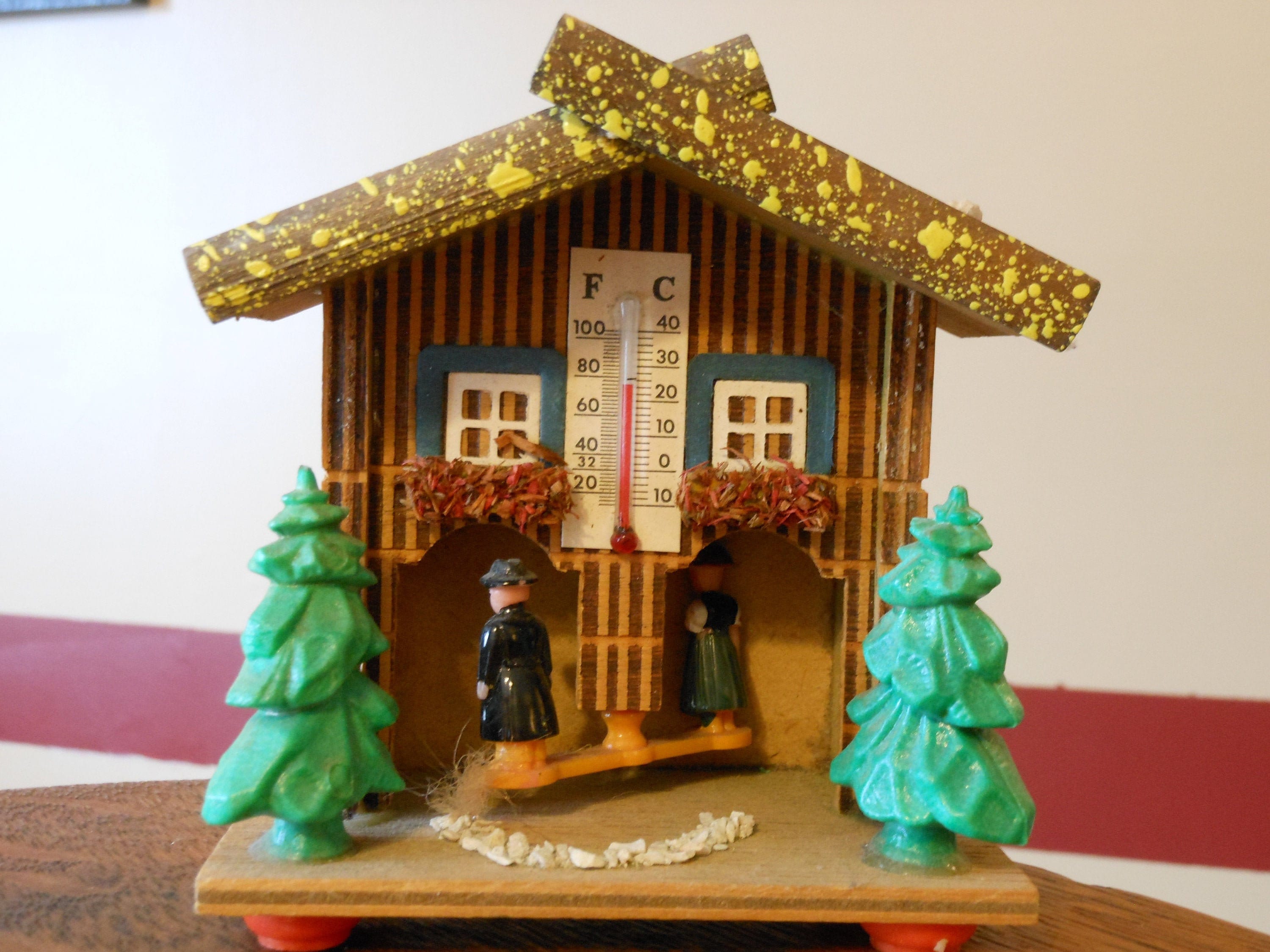 Vintage Bambi Wood Weather House