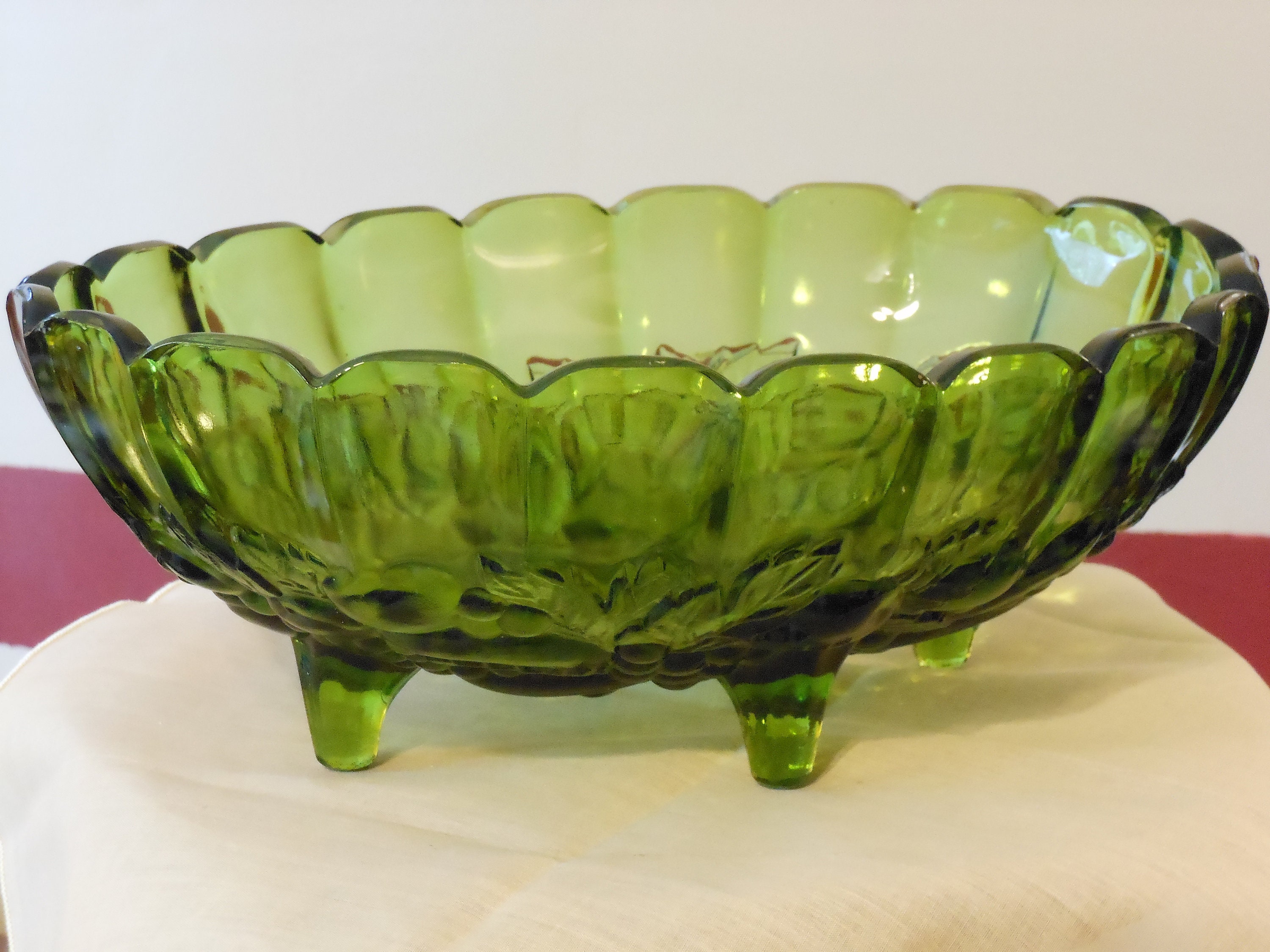 Avocado Green Indiana Glass Fruit Bowl