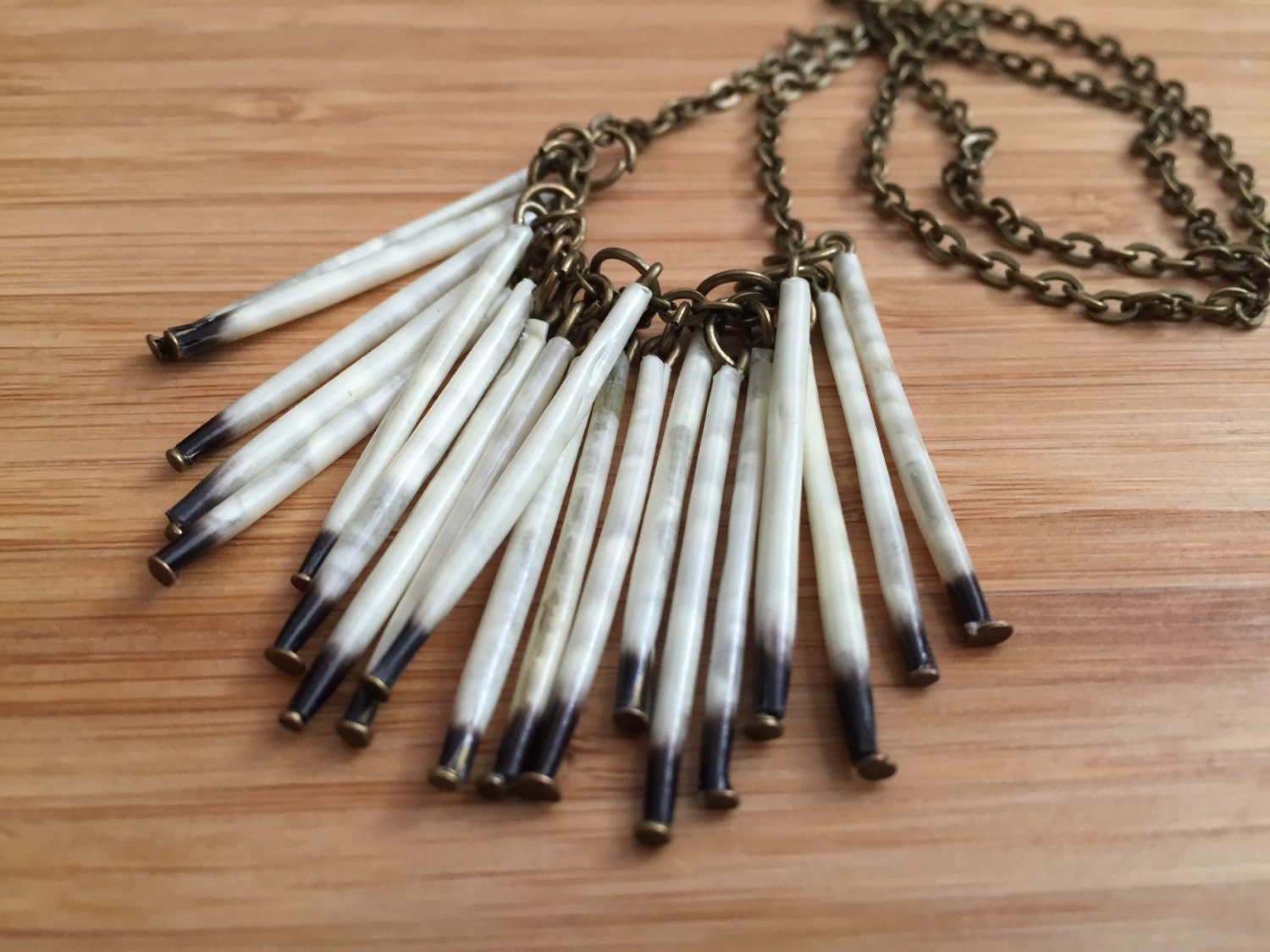 Antique Bronze Quill Necklace - Etsy