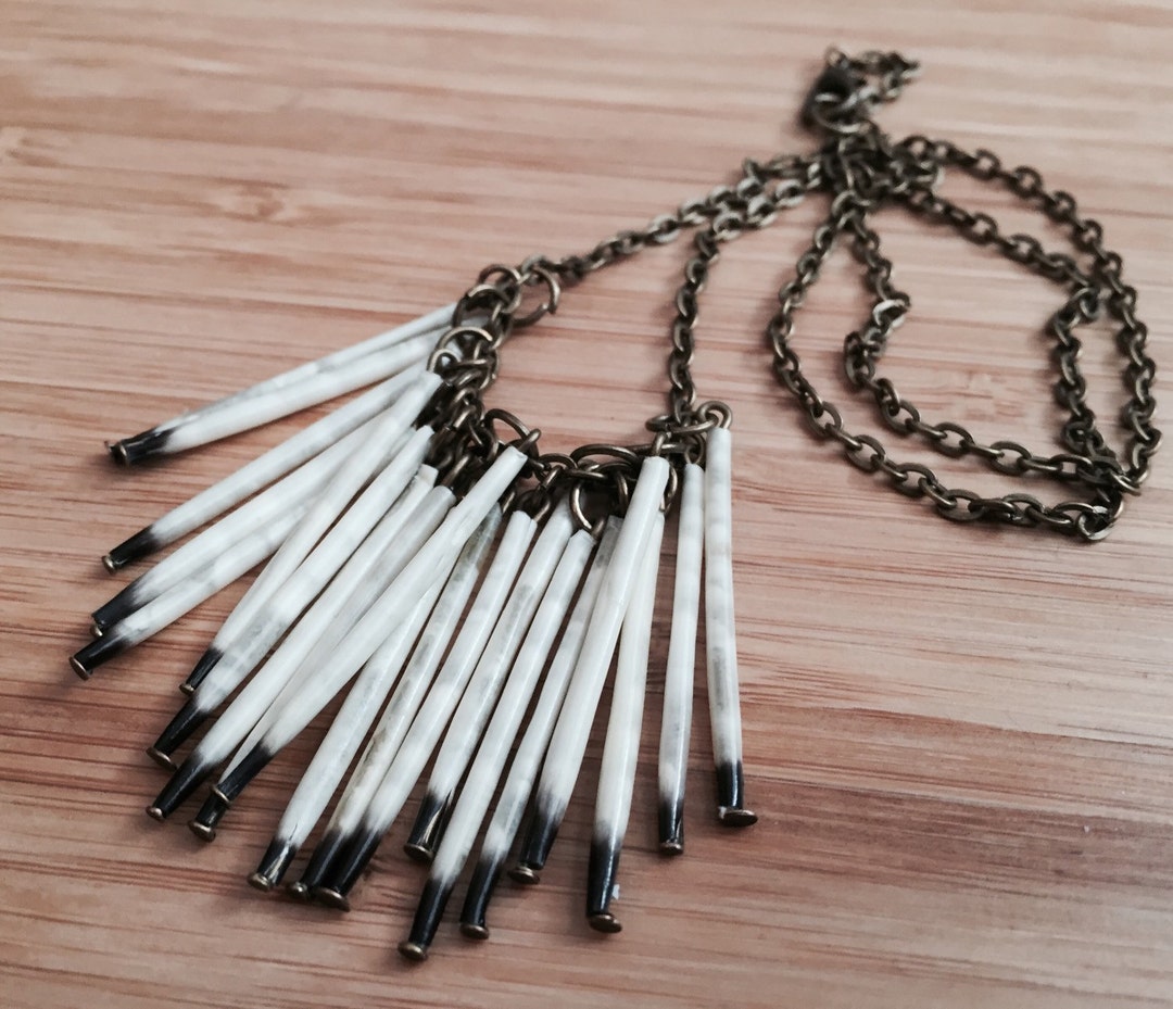 Antique Bronze Quill Necklace - Etsy