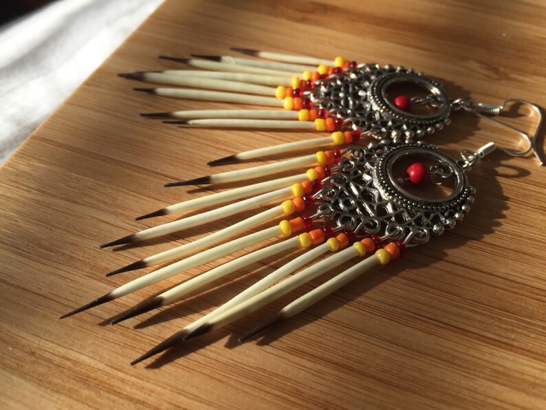 Tribal Fire Quill Earrings - Etsy