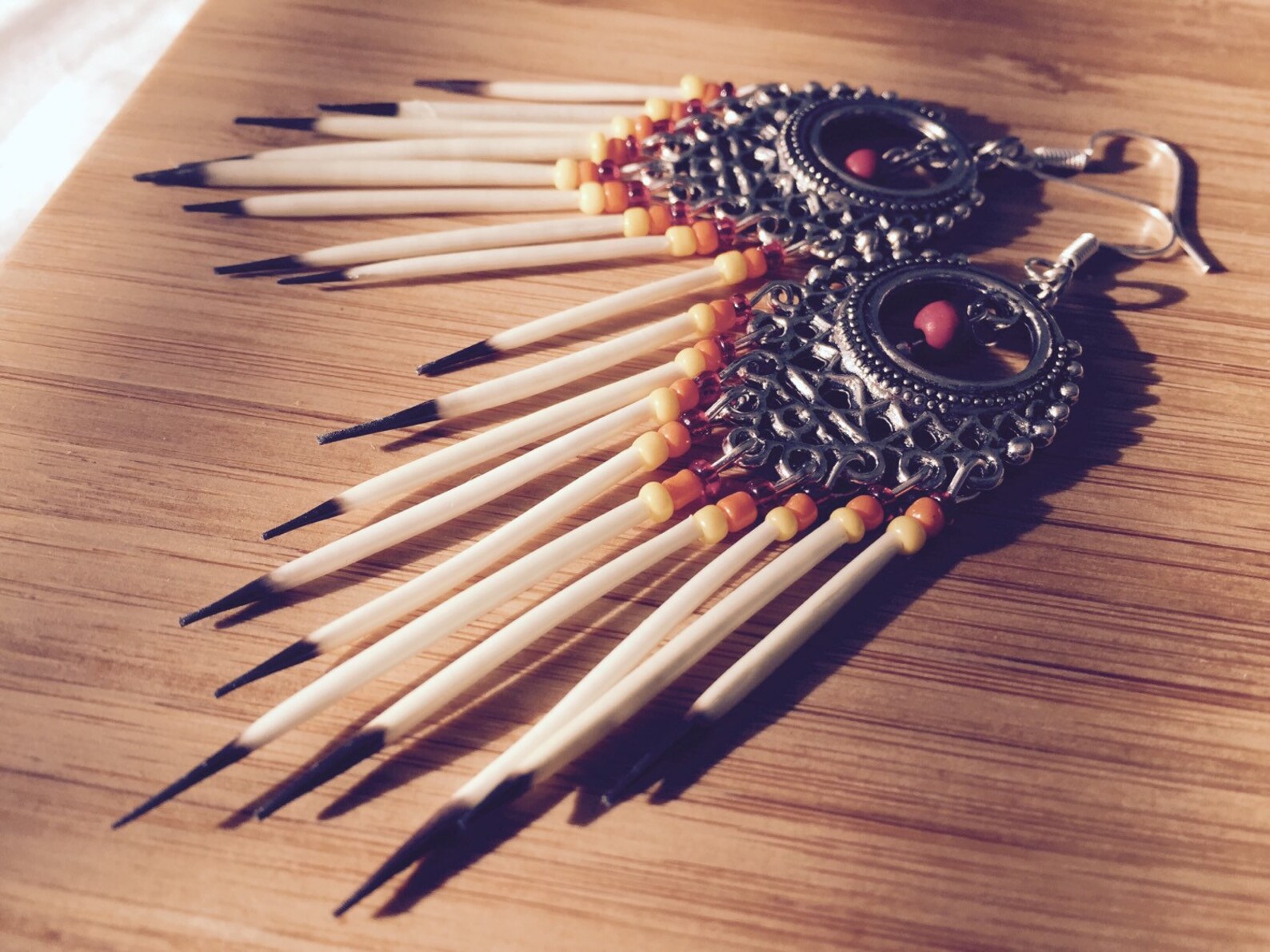 Tribal Fire Quill Earrings - Etsy