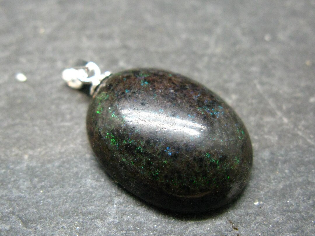 Rare Black Opal Sterling Silver Pendant From Australia 1.0 2.77 Grams - Etsy