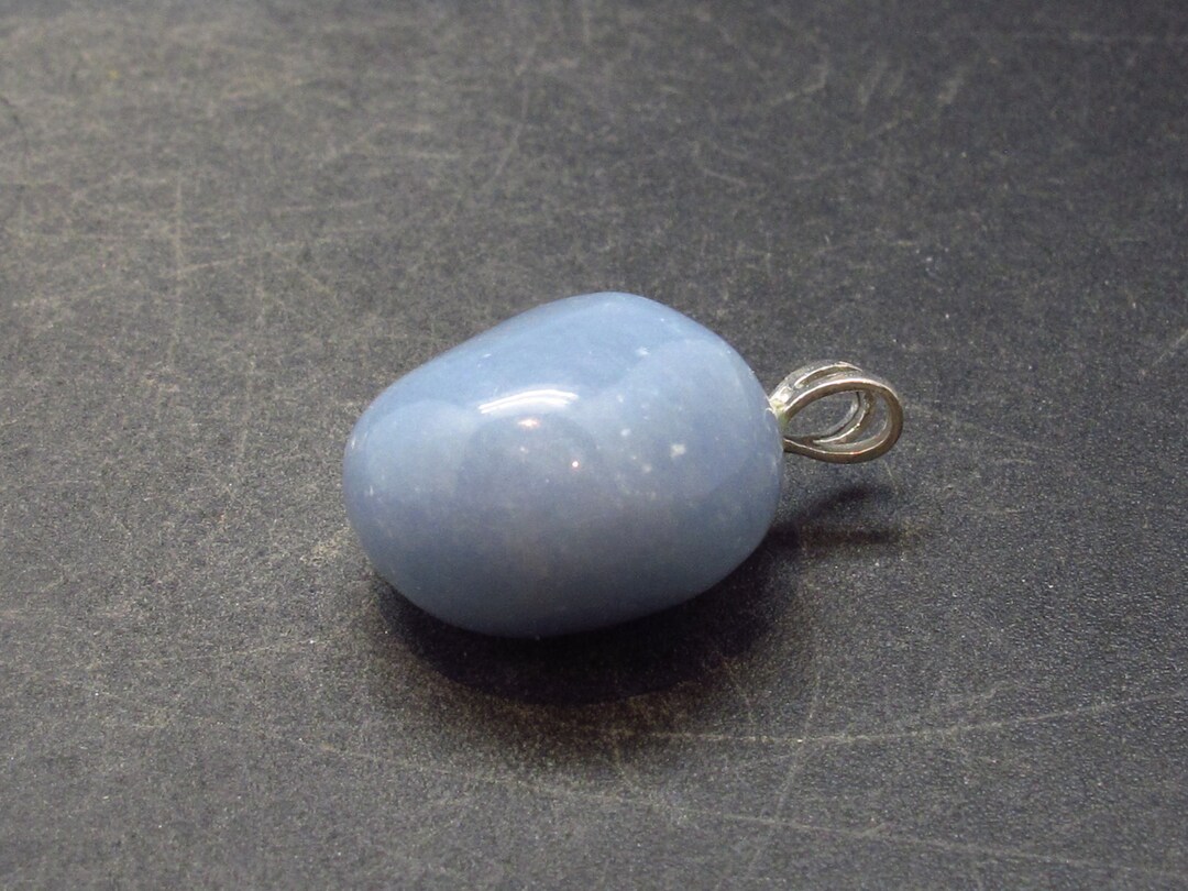 Blue-grey Angelite Gemstone anhydrite Silver Pendant From Peru 1.0 - Etsy