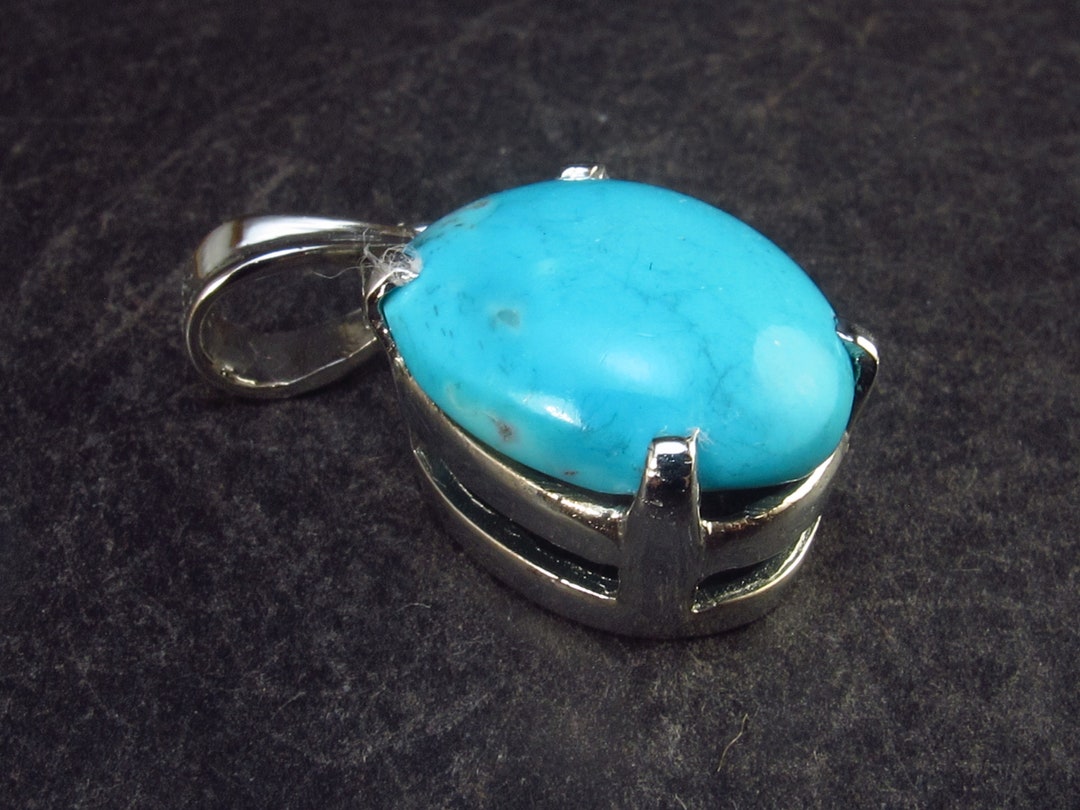 Amazing Intense Blue Genuine Turquoise Cabochon 925 Silver Pendant 1.0 ...