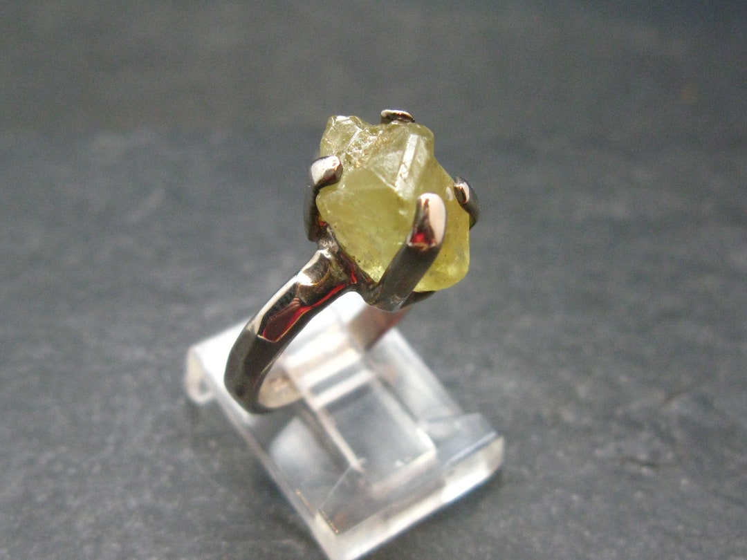 Rare Yellow Brazilianite Crystal Silver Ring From Brazil 4.36 Grams ...