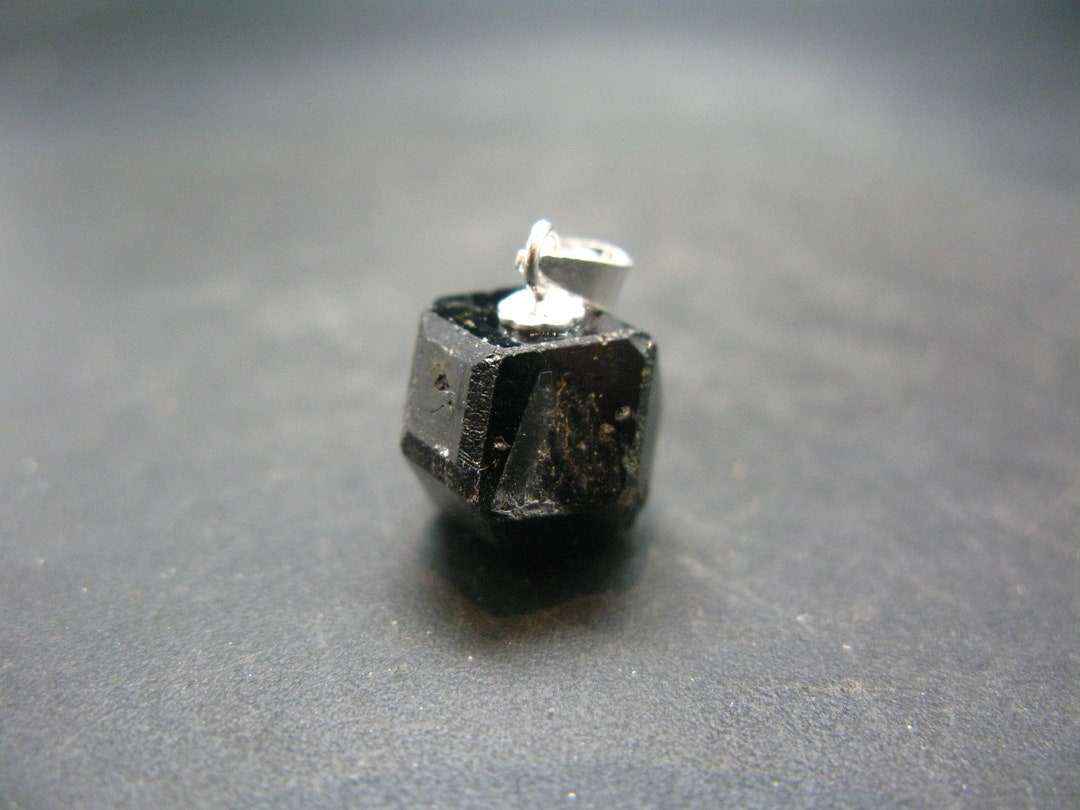 Sharp Black Melanite Andradite Garnet Silver Pendant From Mali 0.7 3.37 ...