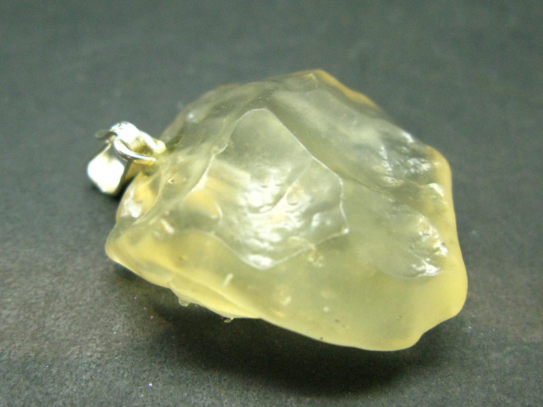 Gem Libyan Desert Glass Tektite Pendant Sterling Silver From Libya 1.2 ...