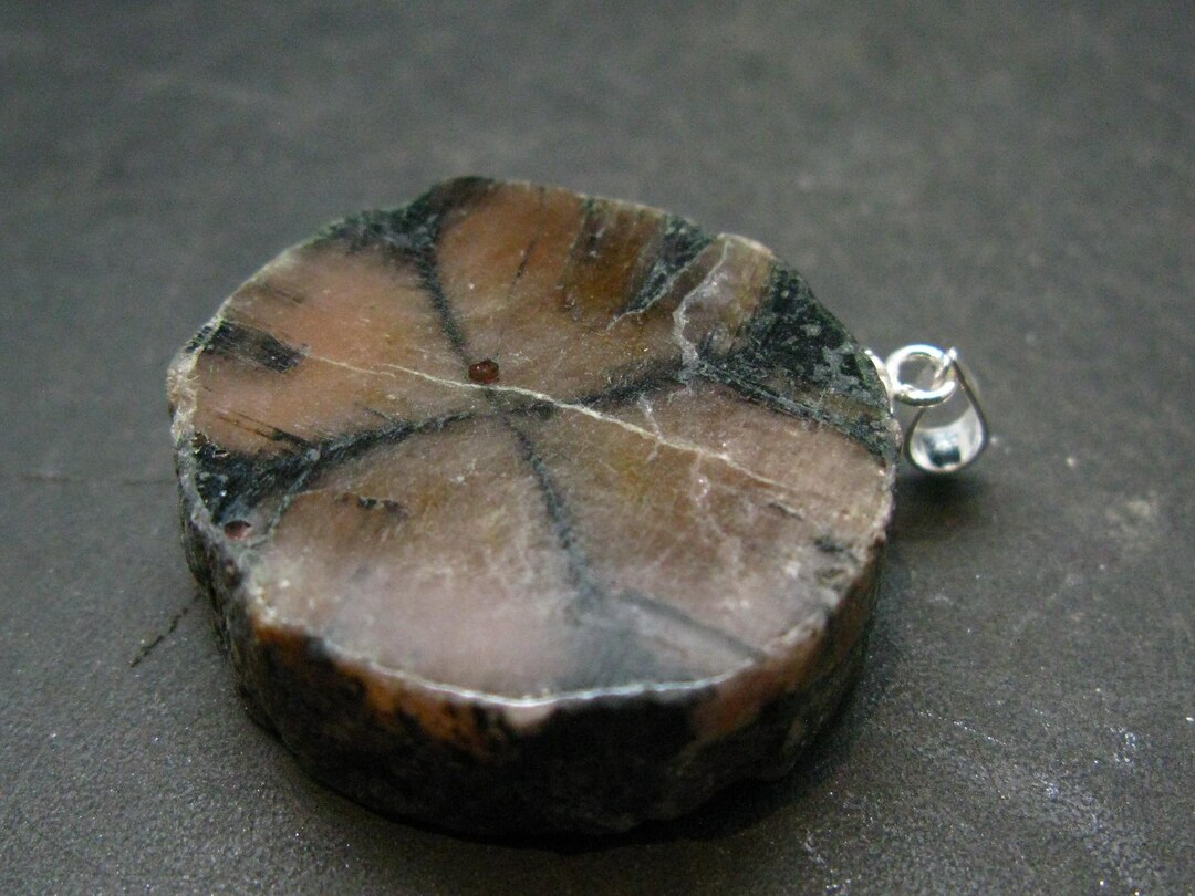 Perfect Cross-shaped Andalusite variety of Chiastolite Silver Pendant ...