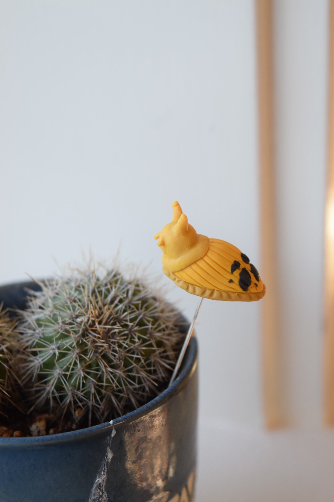 Banana Slug Hand Sculpted Polymer Clay Gastropod Plant Stake Decor for ...