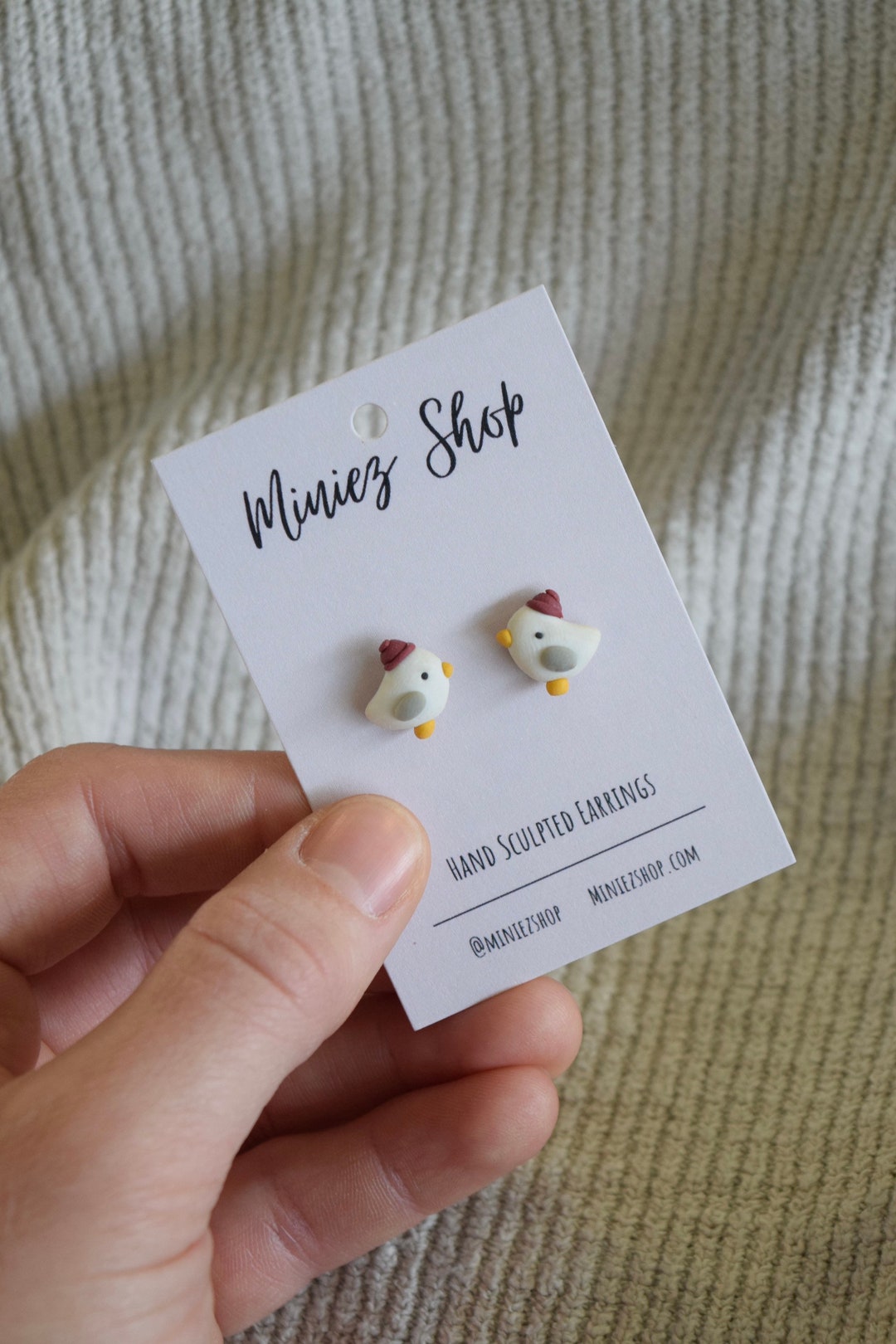 Seagull Hand Sculpted Polymer Clay Mini Seagull With a Beanie Earrings ...