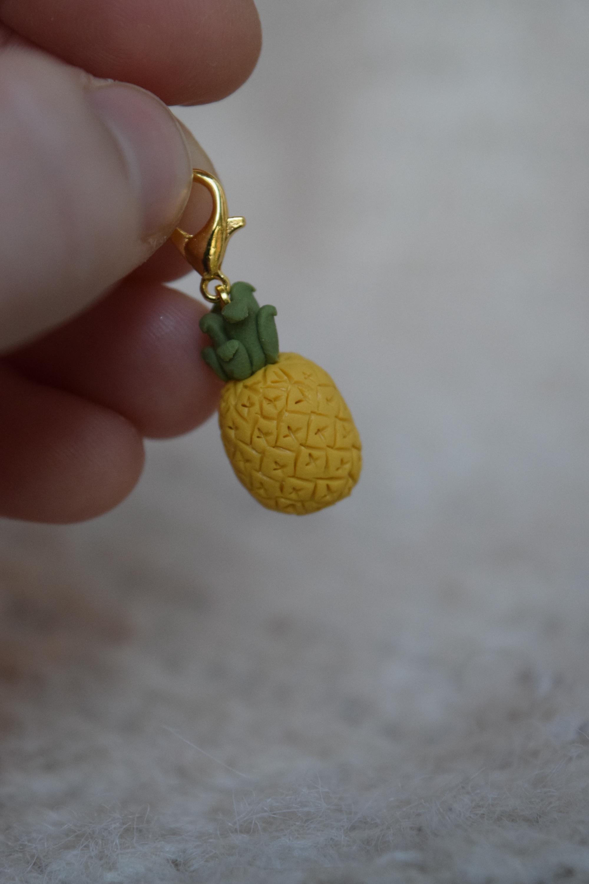 Tropical Pineapple Mini Charm Stitch Marker, Hand Sculpted Polymer Clay ...