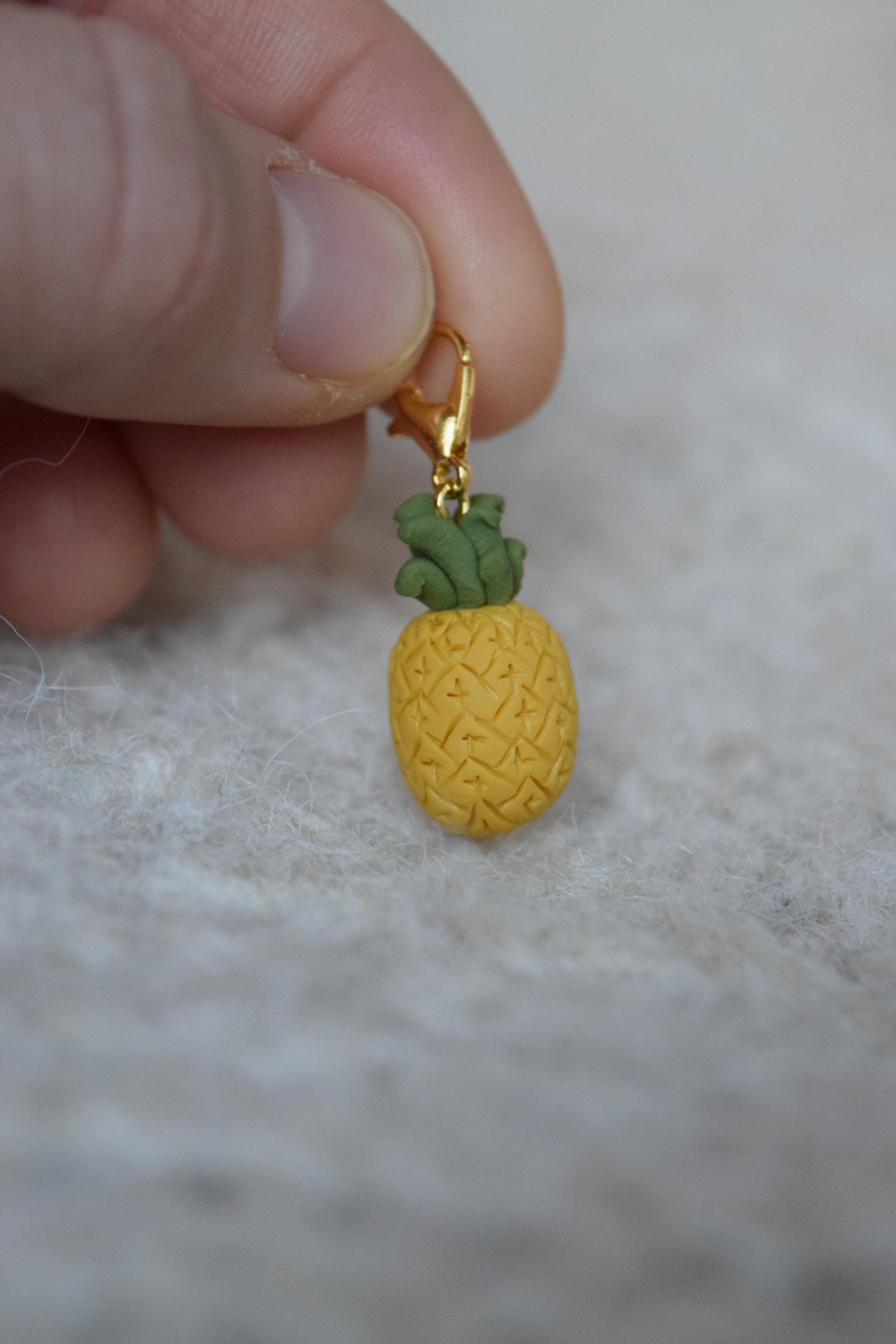 Tropical Pineapple Mini Charm Stitch Marker, Hand Sculpted Polymer Clay ...