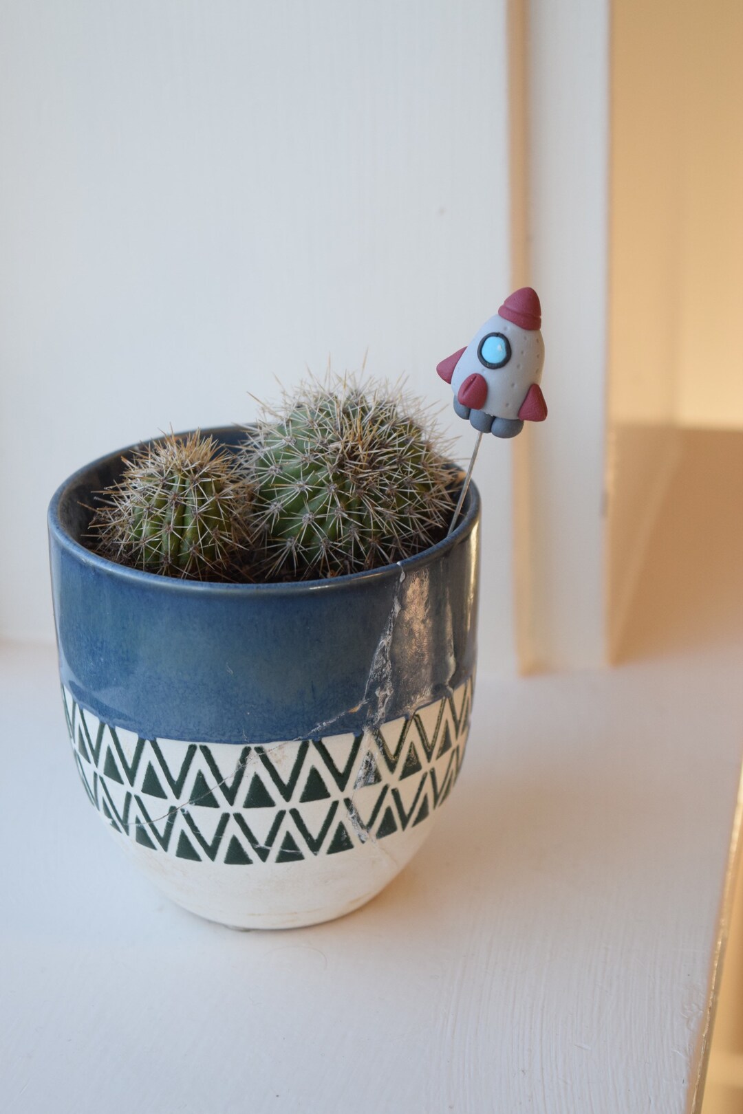 Hand Sculpted Rocket Plant Stake: Polymer Clay Terrarium Decor - Etsy