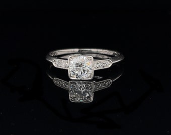 Art Deco .50ct. Diamond Antique Engagement Fashion Ring 18K - Etsy