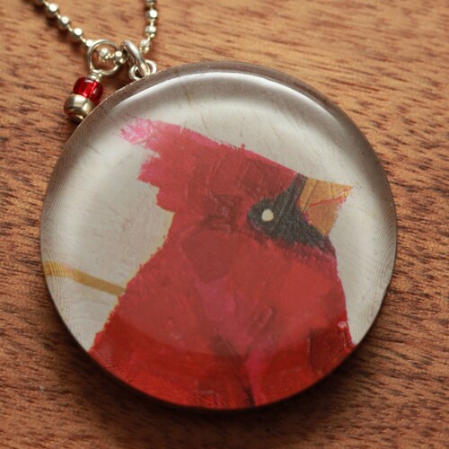 Starbucks Red Bird Necklace in Sterling Silver Resin and - Etsy