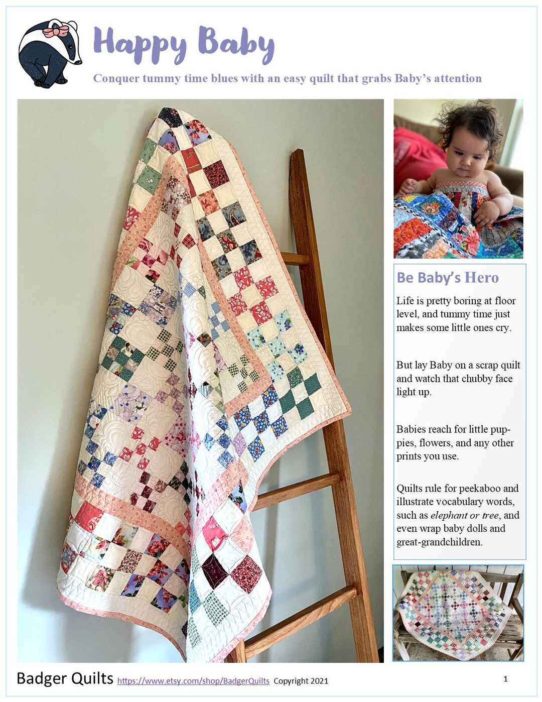 Happy Baby Easy Baby Quilt PDF Pattern - Etsy