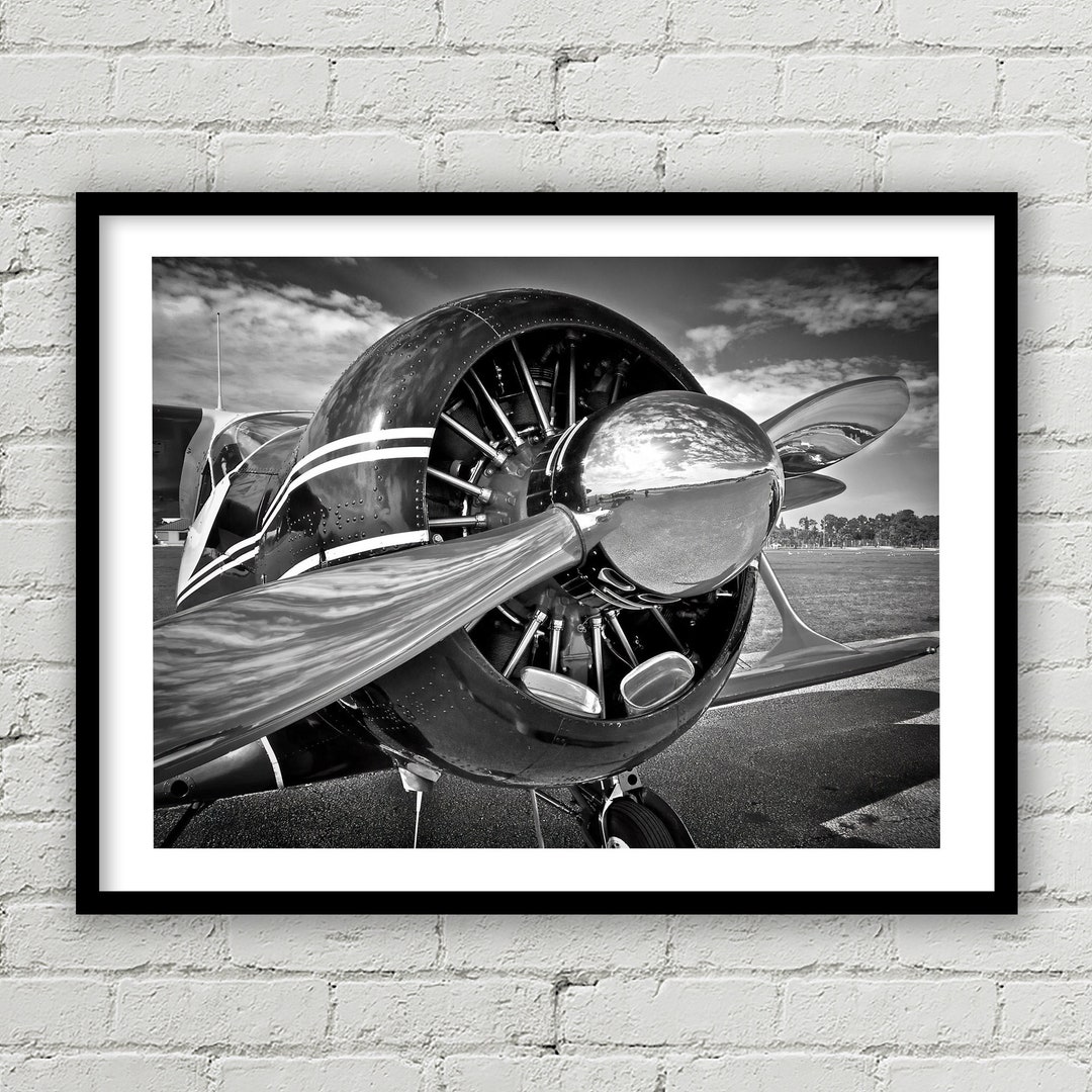 Beech Staggerwing Fine Art Print, Vintage Aircraft Photo Print, Black ...