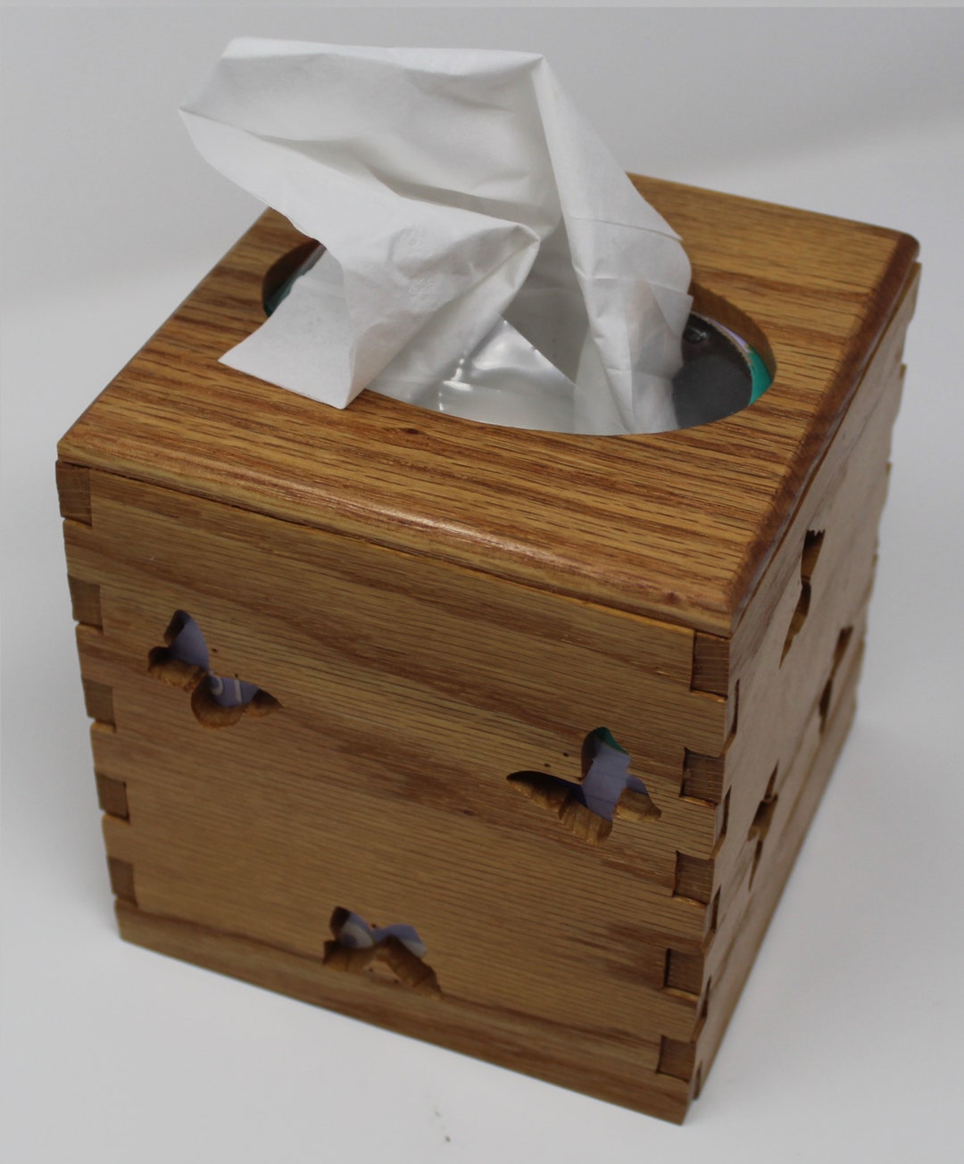 Oak Tissue Box Cover With Butterfly Cut Outs. Solid Wood Box - Etsy