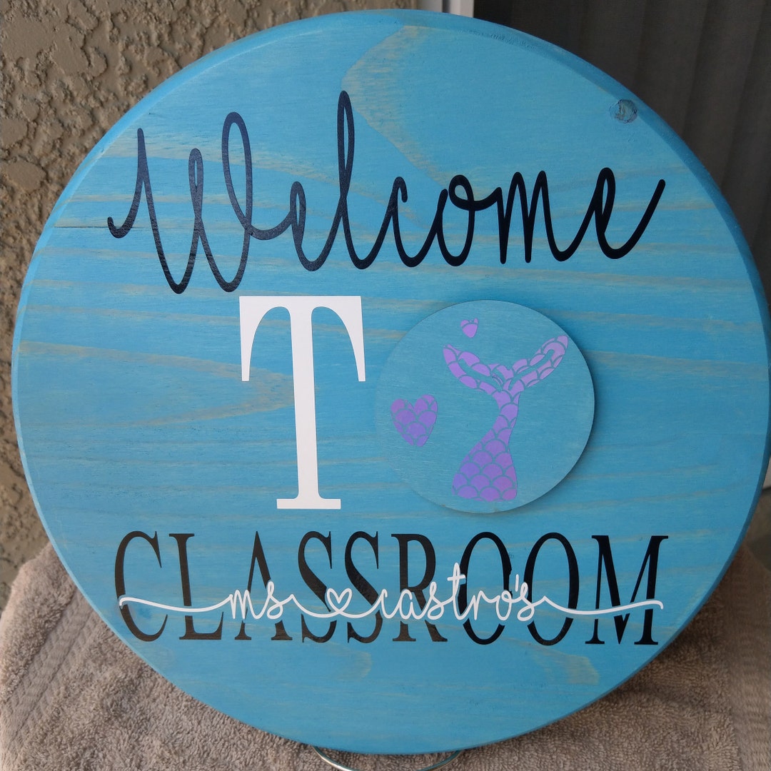 Interchangeable Teacher Round Wood Sign, Seasonal Decor, Teacher Decor ...