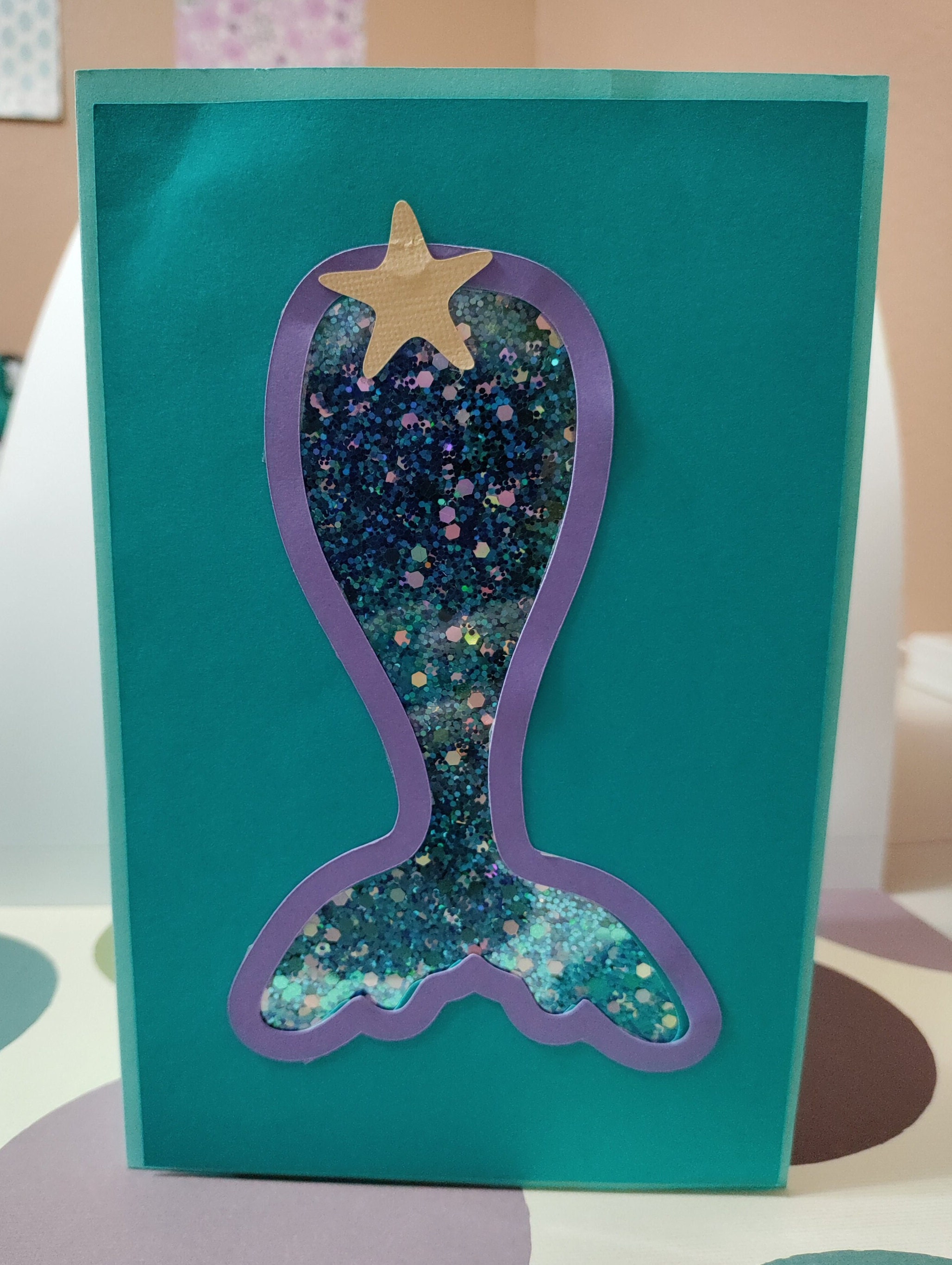 Mermaid Birthday Card, Mermaid Blank Card, Mermaid Shakeable Card ...