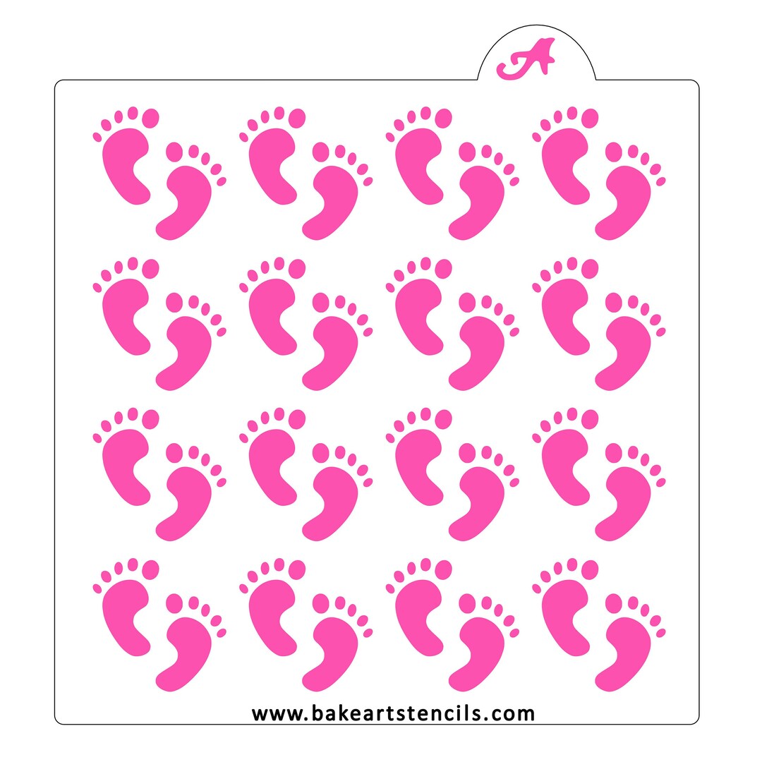 Baby Feet Pattern Cookie Stencil, Baby Footprints Stencil, Baby Shower ...