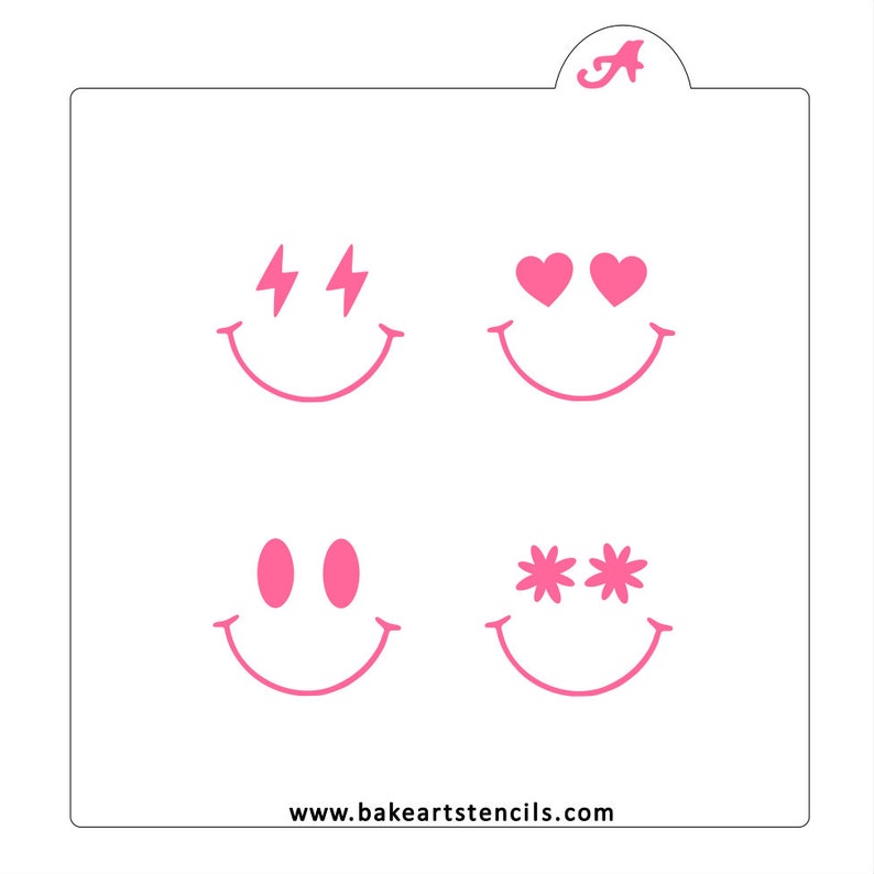 Smiley Faces Oreo Stencil, Smiley Faces Cookie Stencil, Happy Face ...