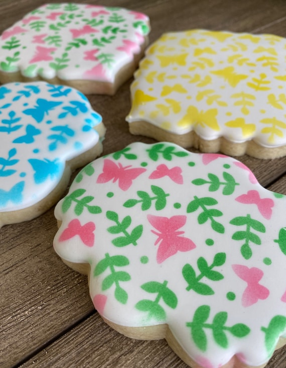 Butterflies Cookie Stencil Butterfly Garden Pattern Cookie Stencil Spring Cookie Stencil Food ...