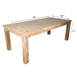 Solid Reclaimed Teak Wood Dining Table W/ Square Legs + Whitewash ...