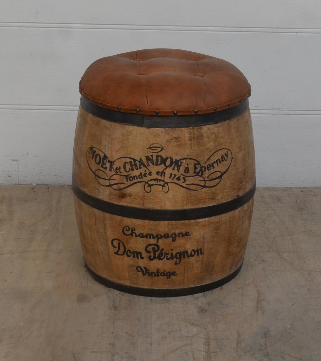 Mango Wood Barrel W/ Leather Seat Cushion - Etsy
