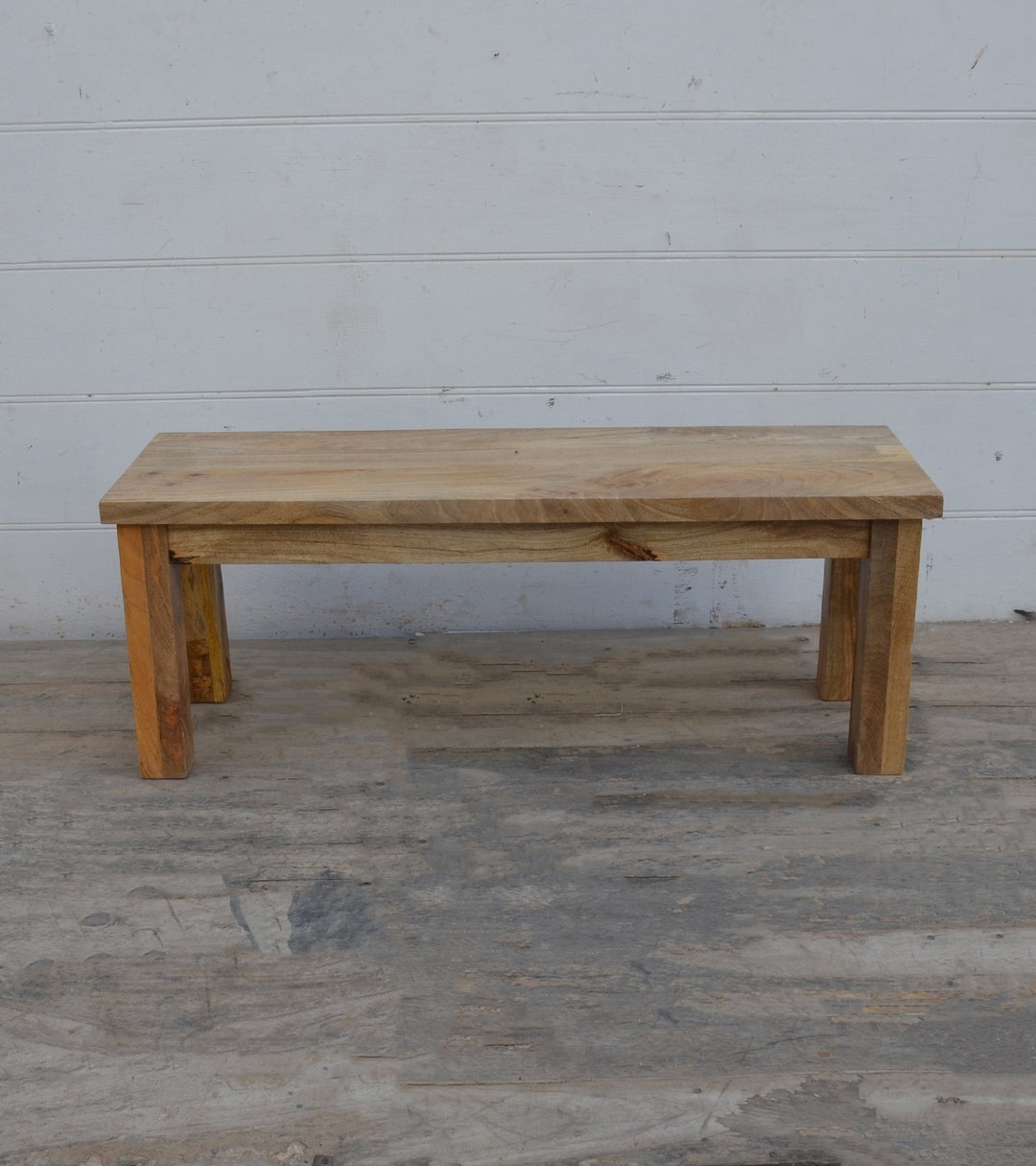 Solid Mango Wood Bench With Square Legs - Etsy