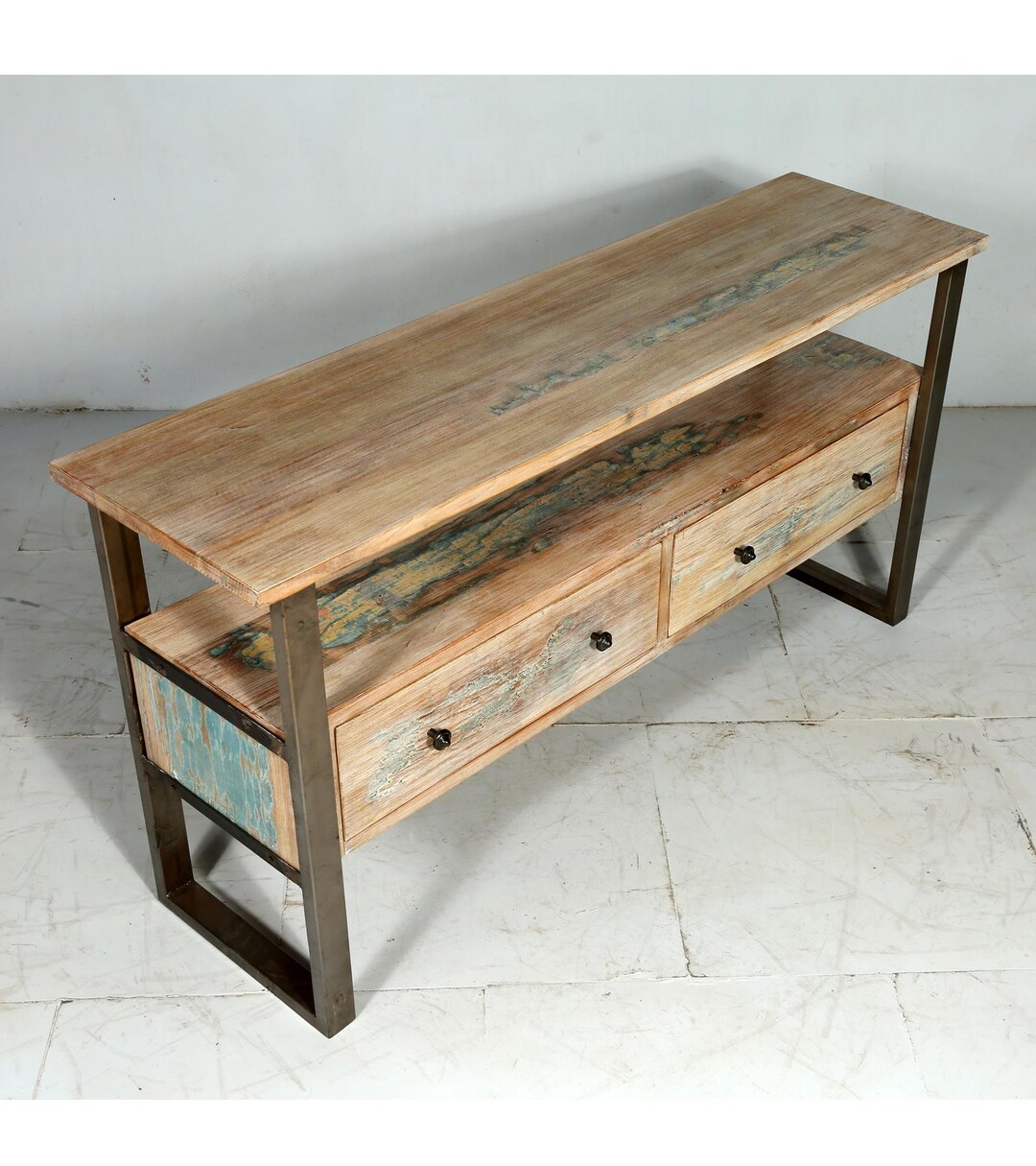 Reclaimed Whitewashed Teak Wood Console Table. - Etsy