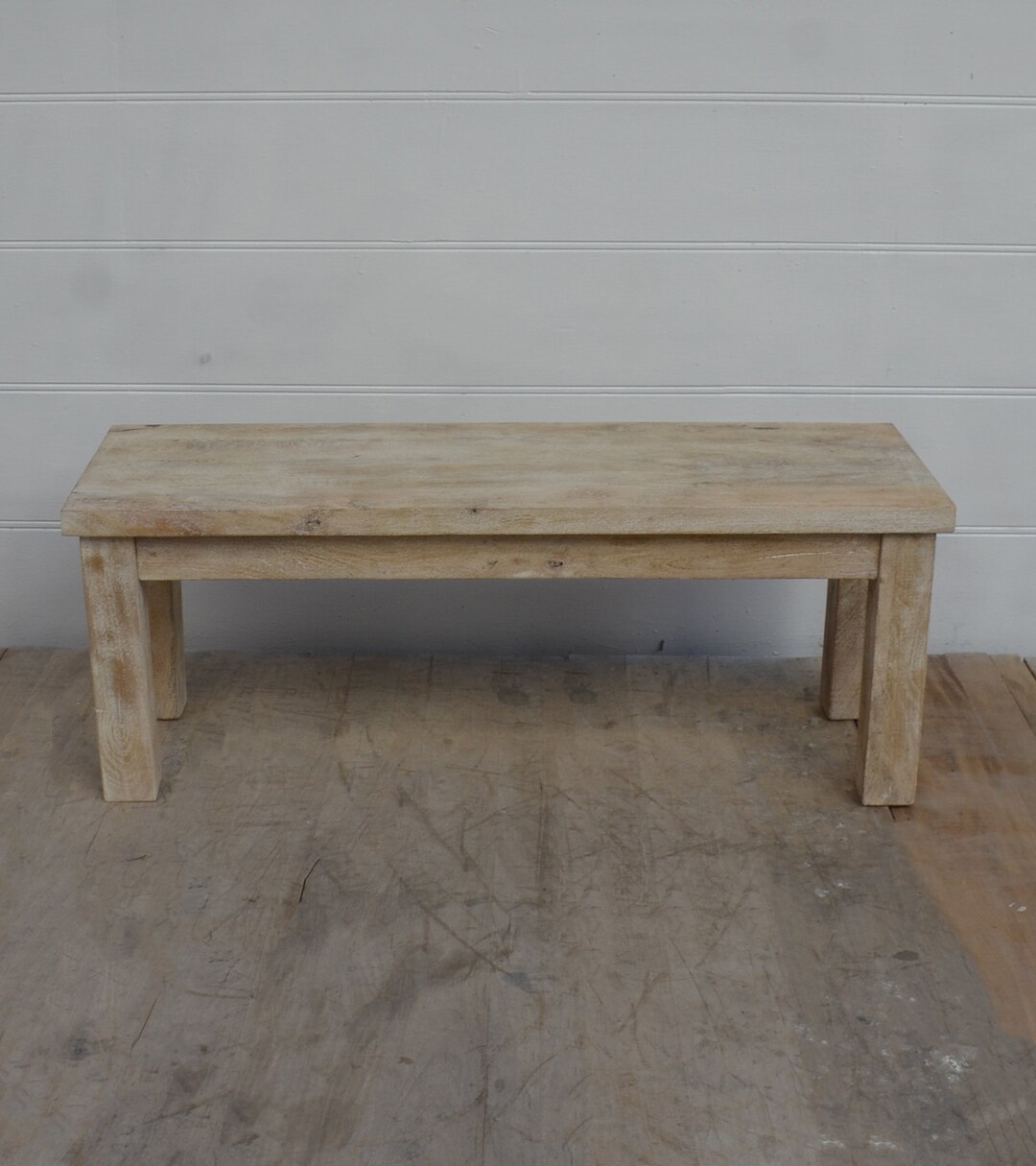 Solid Mango Wood Bench With Square Legs - Etsy