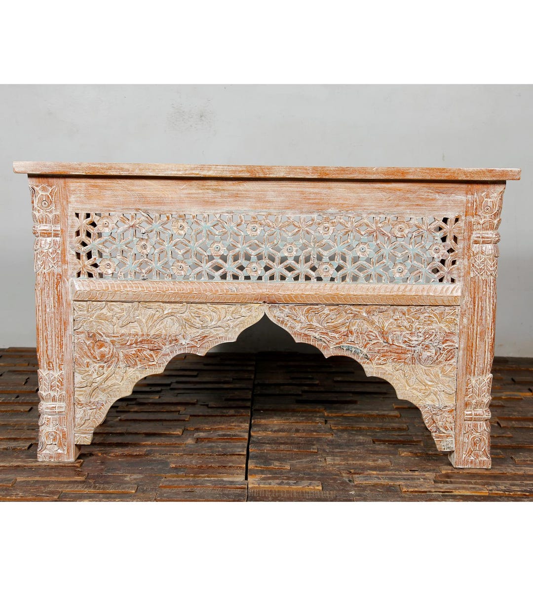 Reclaimed Whitewashed Teak Wood Console Table. - Etsy