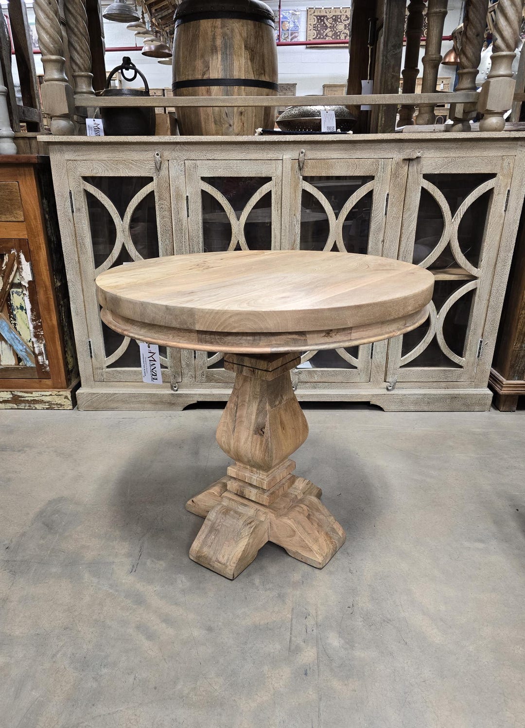 SOLID Mango Wood Round Pedestal Side Table Occasional Table - Etsy