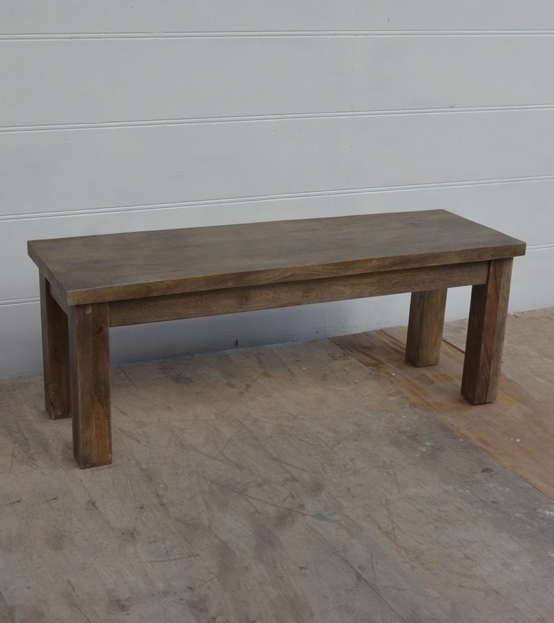 Solid Mango Wood Bench With Square Legs - Etsy