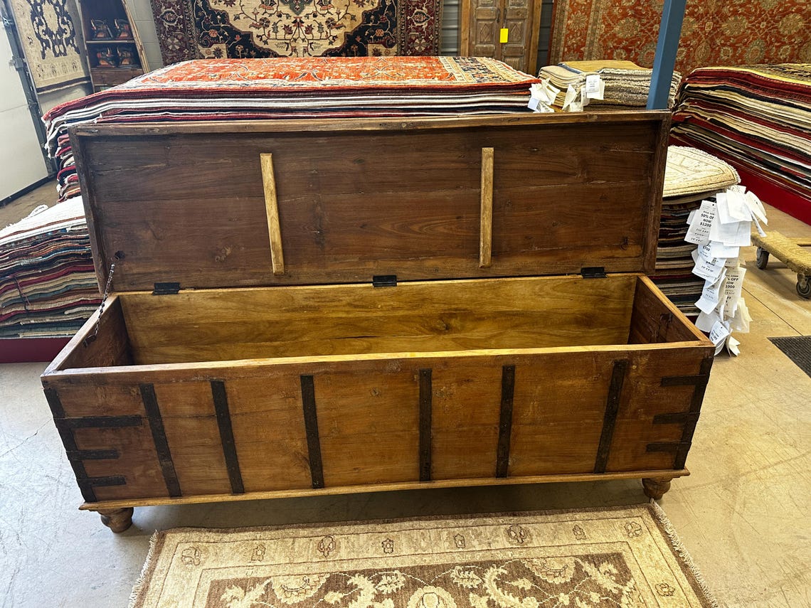 Vintage Solid Reclaimed Wood Trunk W/ Metal Accents - Etsy