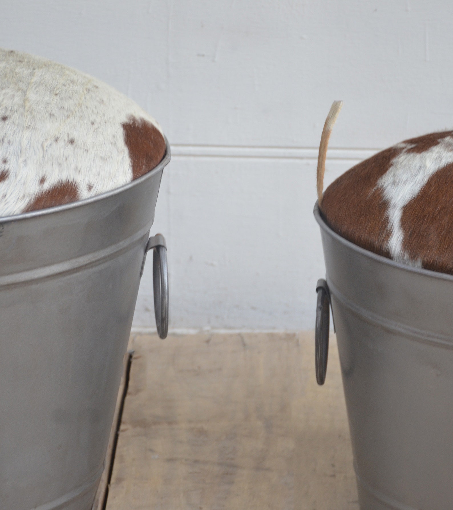 Farmhouse Metal & Cowhide Storage Baskets - Etsy