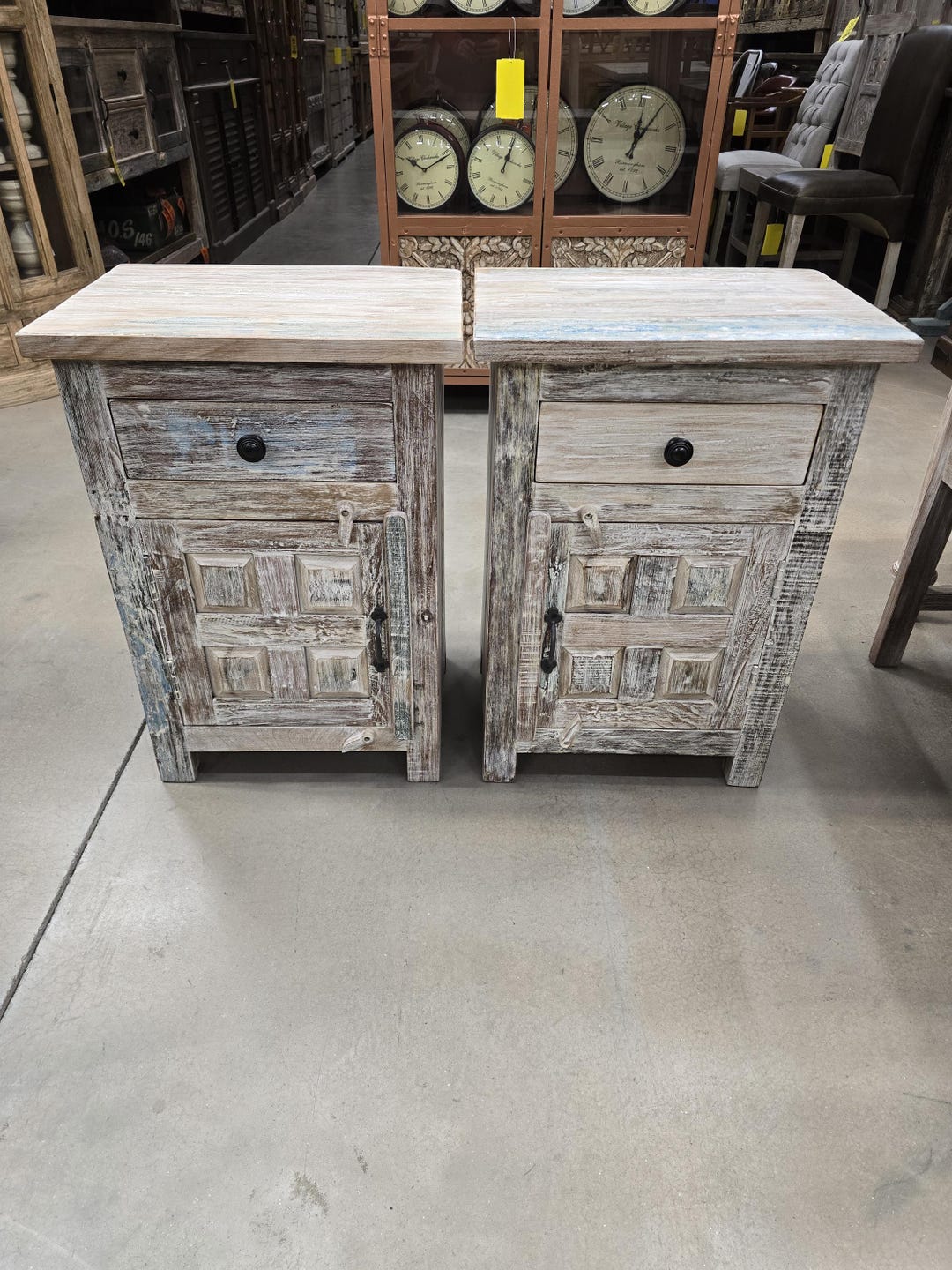 Reclaimed Teak Wood Nightstands With Whitewashed Multicolor Finish (set ...