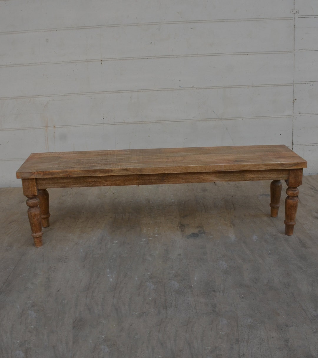Solid Mango Wood Bench With Turned Legs - Etsy