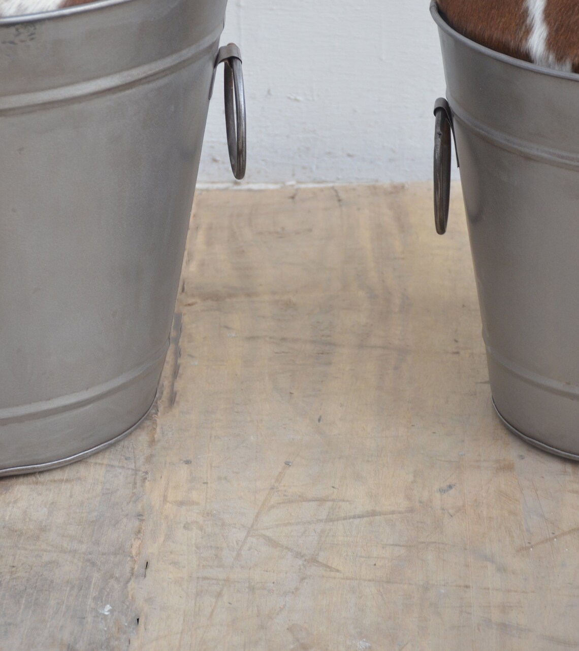 Farmhouse Metal & Cowhide Storage Baskets - Etsy
