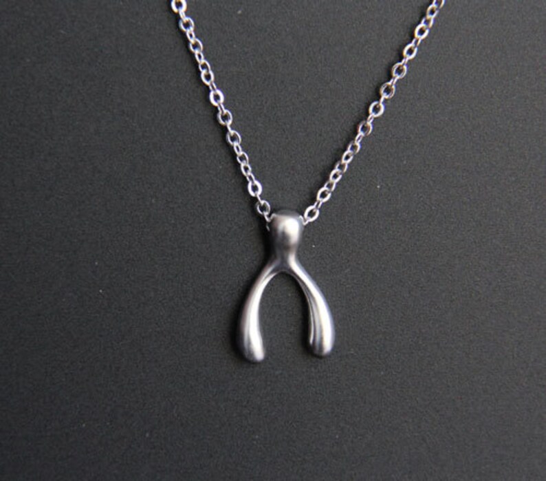 Silver Wish Bone Pendant Necklace Wishbone Minimalist Gold - Etsy