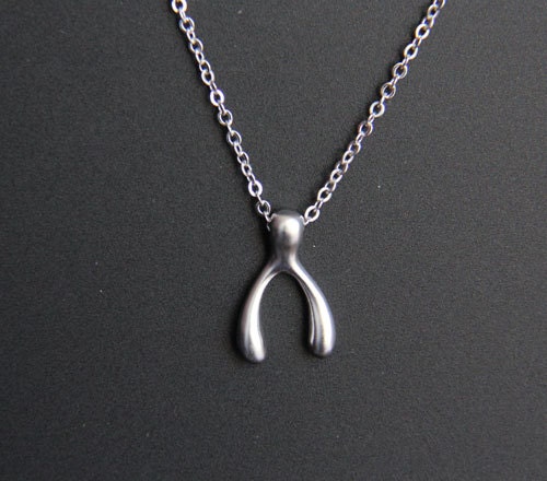 Silver Wish Bone Pendant Necklace Wishbone Minimalist Gold - Etsy