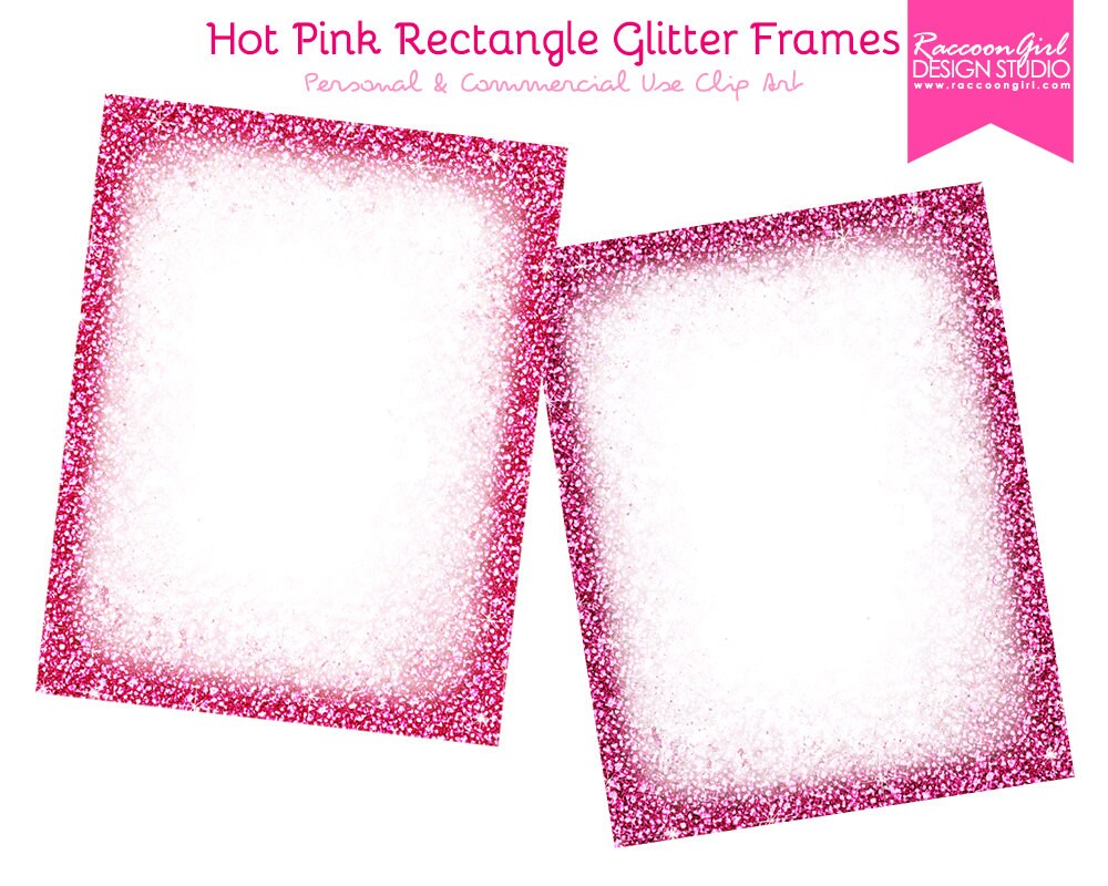 Hot Pink Rectangle Glittery Digital Frames Set Personal & | Etsy